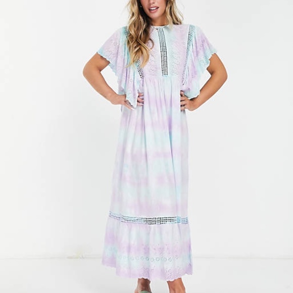 RAGA | Dresses | New Raga Size L Sweet Tooth Tie Dye Eyelet Crochet Lace Maxi Dress | Poshmark
